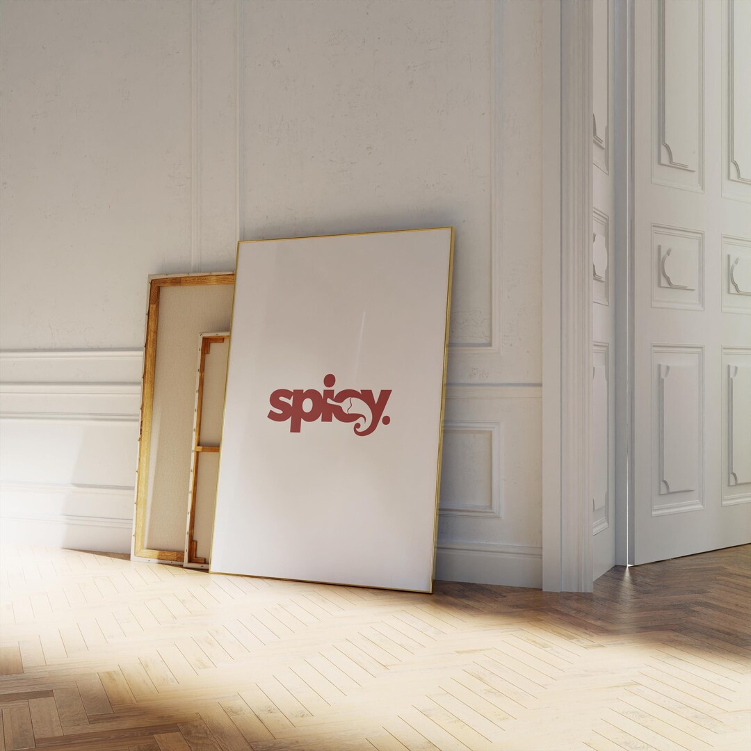 Spicy Chili Poster, Red Aesthetic Wall Decor, Typography Wall Art ...