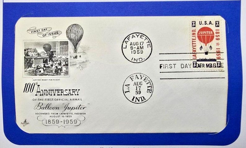 100th Anniversary of the First Official Airmail 1959 AIRMAIL Balloon ...