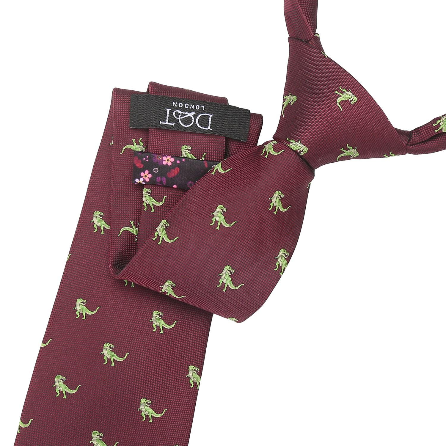 Burgundy T-rex Dinosaur Embroidered Woven Tie - Etsy