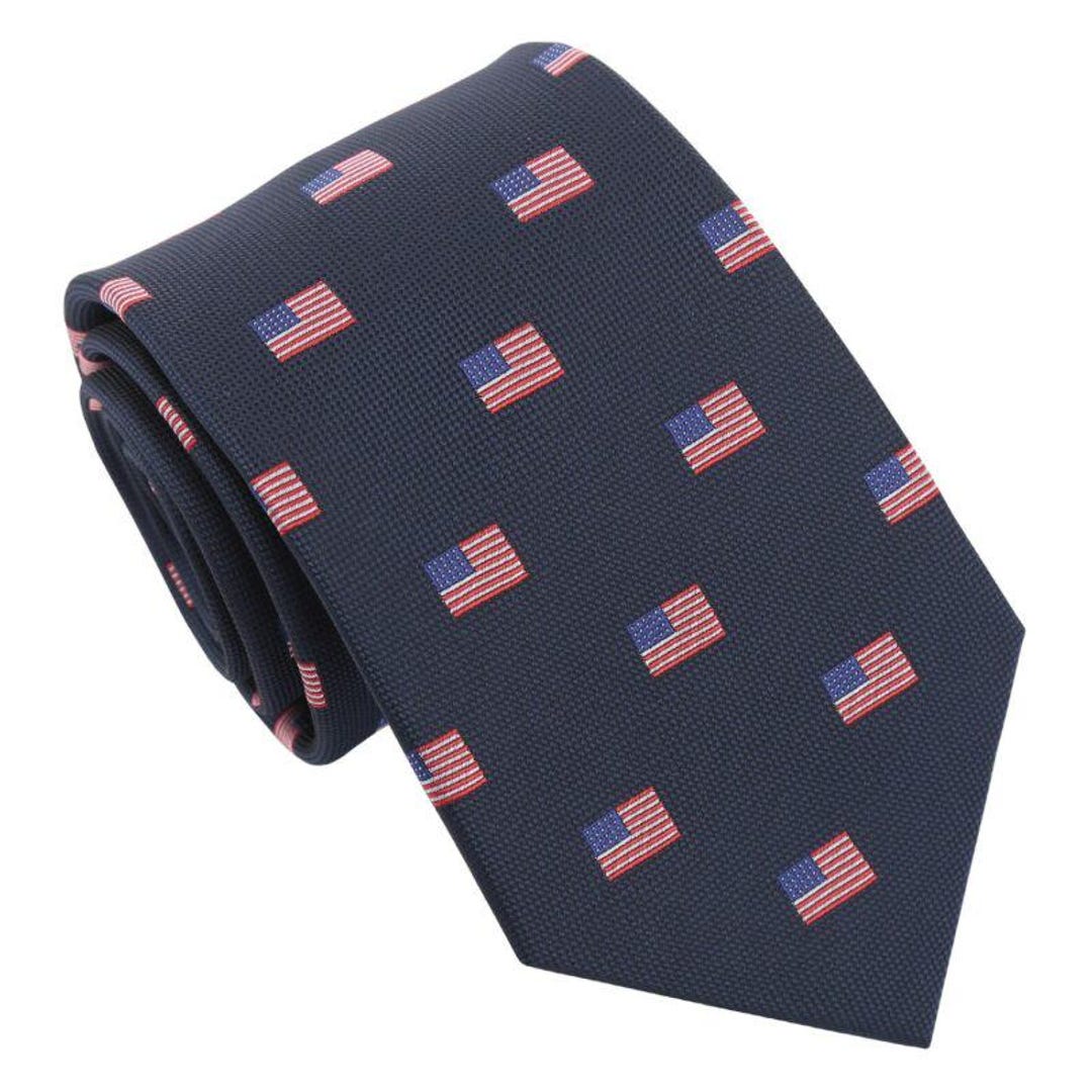 Navy Blue American Flag Tie, Woven Tie, Casual Tie, Handmade Tie ...