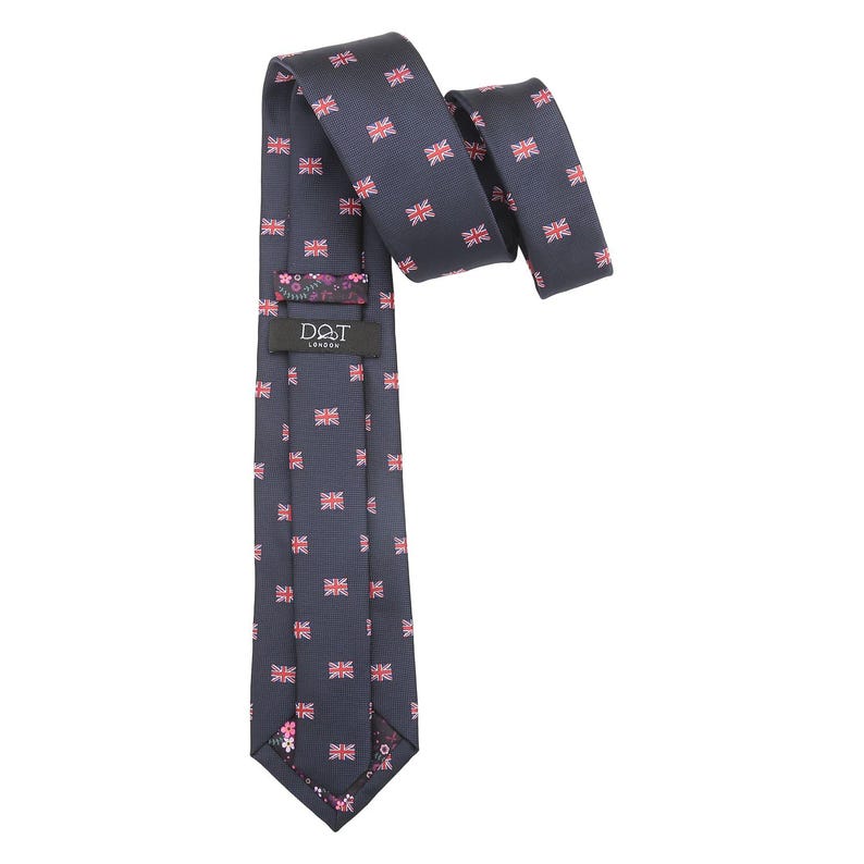 Navy Blue British Union Jack Flag Tie, Woven Tie, Casual Tie, Handmade ...