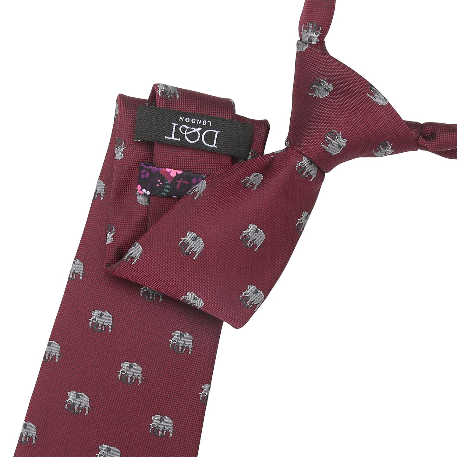 Burgundy Elephant Tie, Woven Tie, Animal Patterned Tie, Casual Tie ...