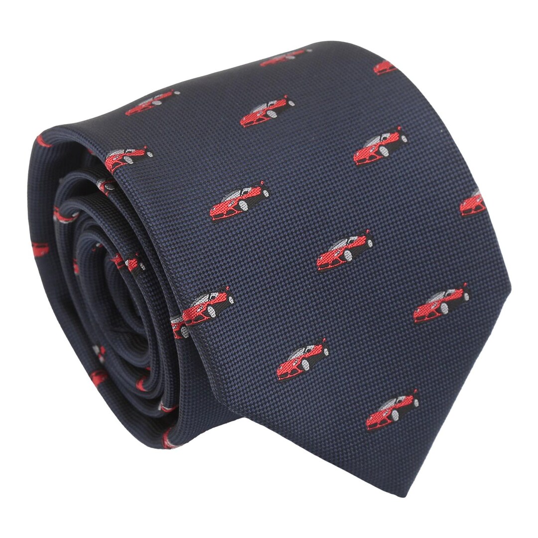 Handmade Navy Blue Racing Car Embroidered Tie - Etsy