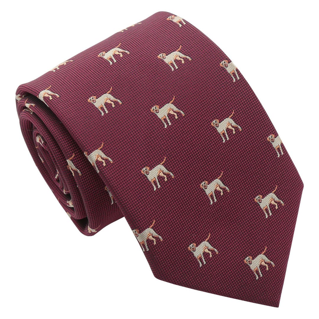 Burgundy Labrador Retriever Dog Embroidered Tie, Woven Tie, Dog ...