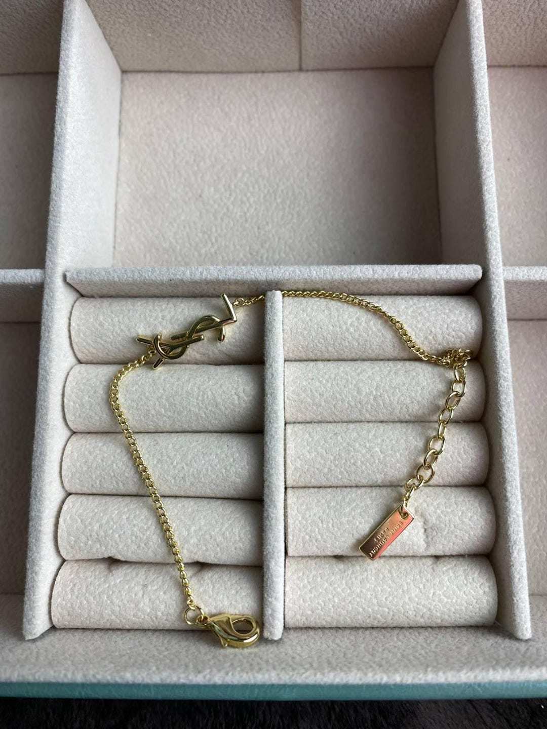 Yves Saint Laurent Gold Curb Chain YSL Pendant Necklace Luxury Designer ...