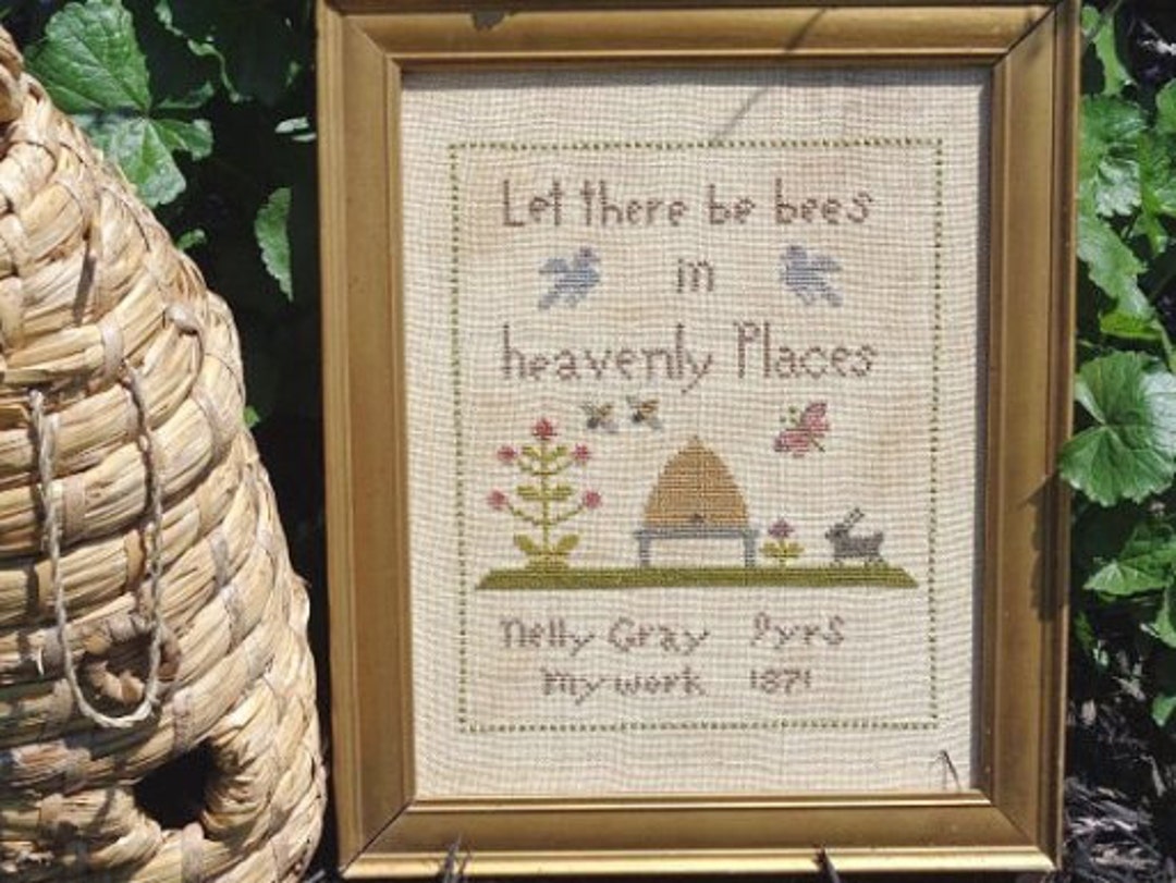 Primitive Cross Stitch Sampler Pattern Let There Be Bees PDF - Etsy