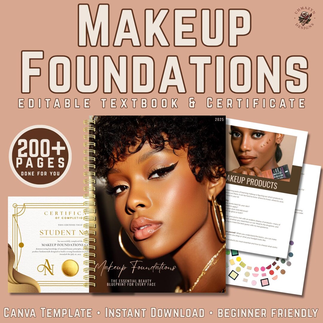 Makeup Training Workbook: 215-page MUA Instructor Guide (canva Template ...