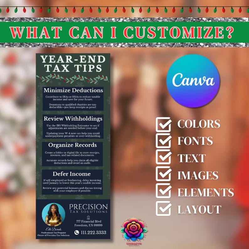 Year-end Tax Tips Infographic Template Canva Template for Tax ...