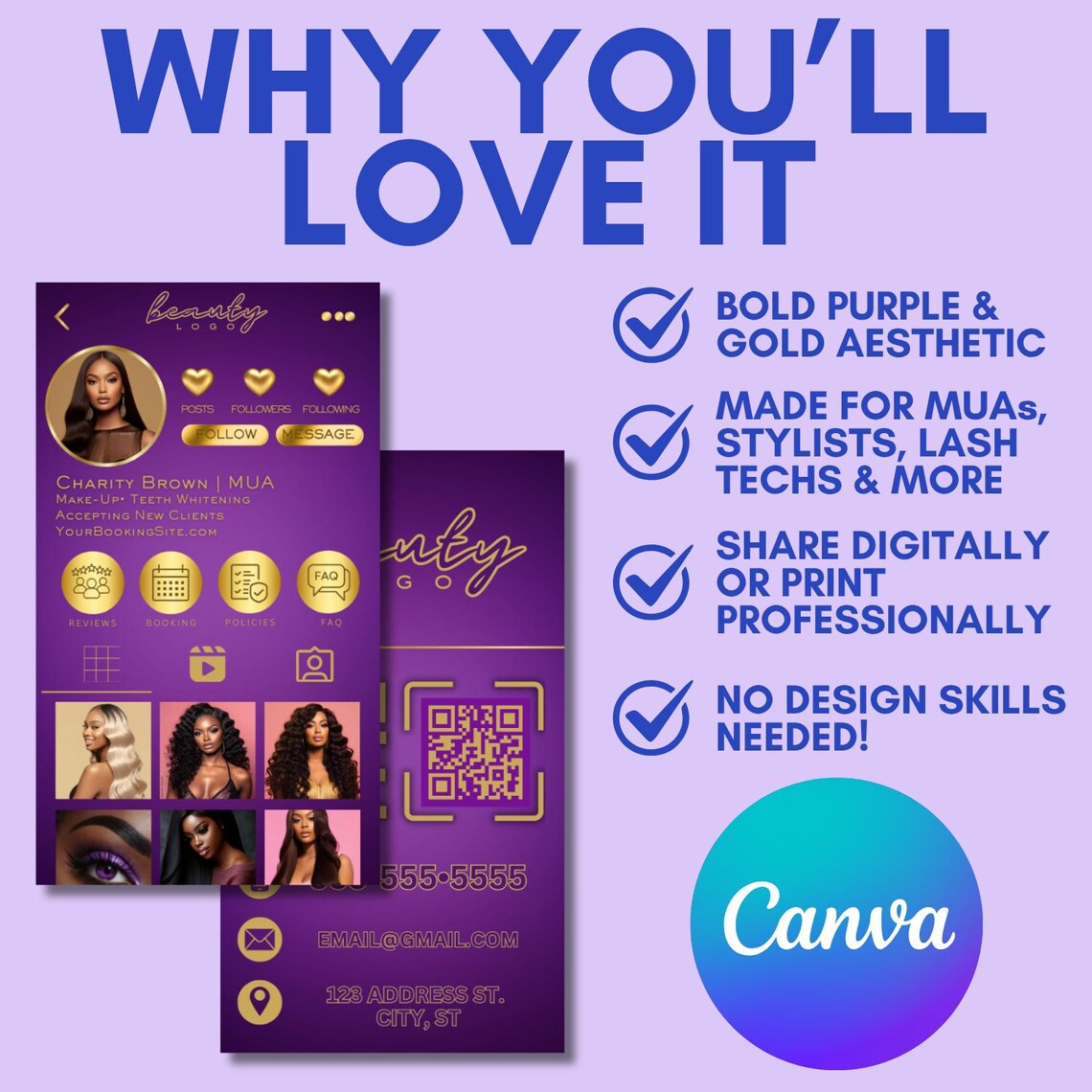 Instagram Business Cards - DIY Canva Digital Business Card - Beauty ...