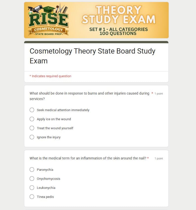 Cosmetology State Board Exam Prep - Set 1 – 100 Practice Test, Study ...