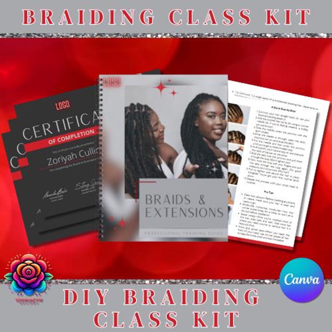 Braids & Extensions Training Kit | Editable Canva Templates With ...