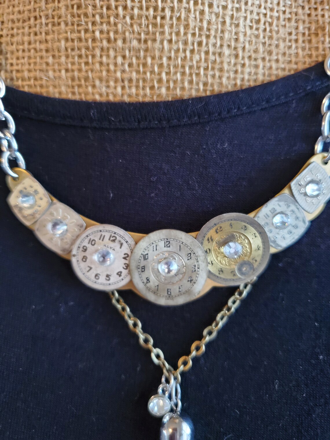 Steampunk Neck With Original Vintage Watch Faces, Silver Chain, and ...