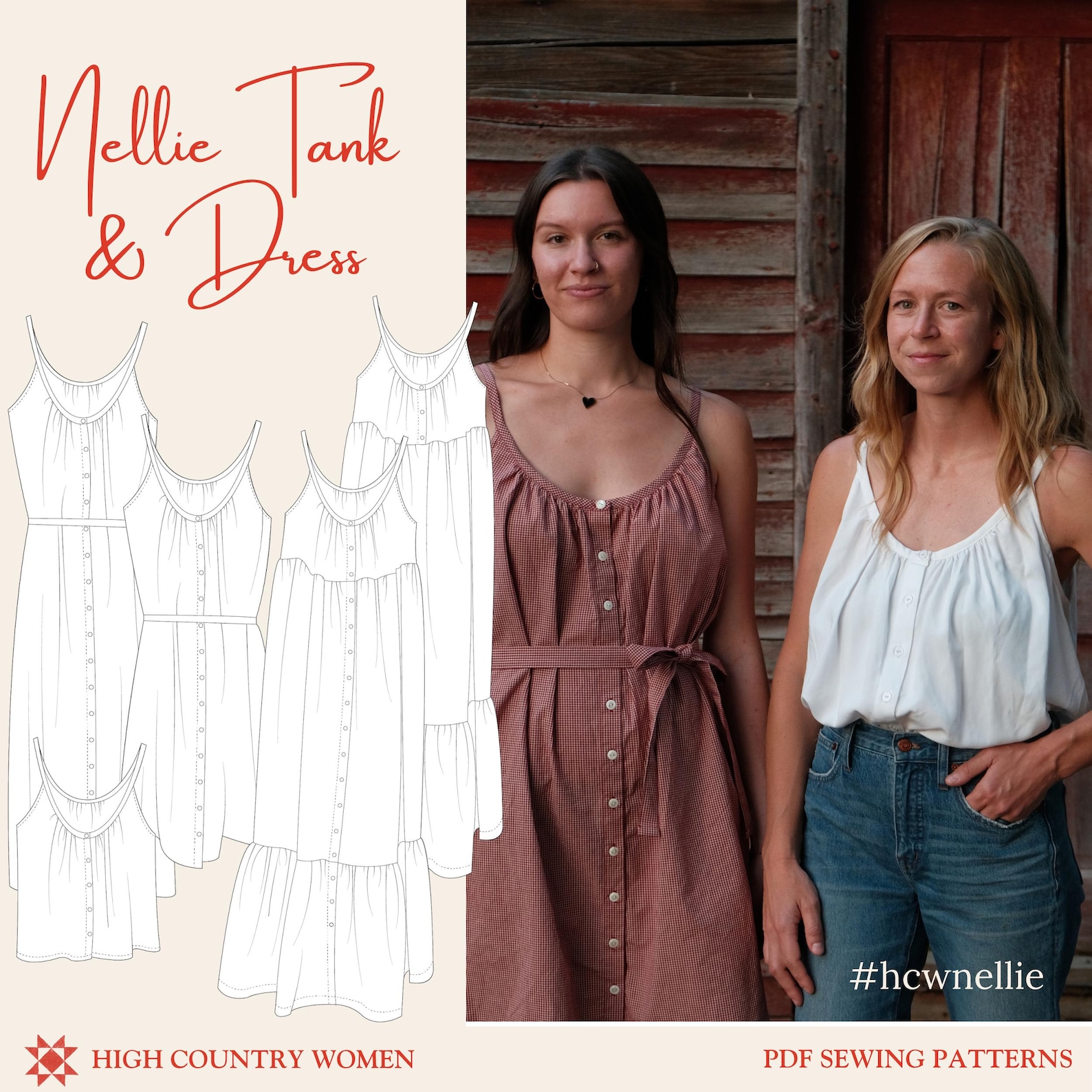 Nellie Tank + Dress PDF Sewing Pattern | Beginner Friendly | Size ...