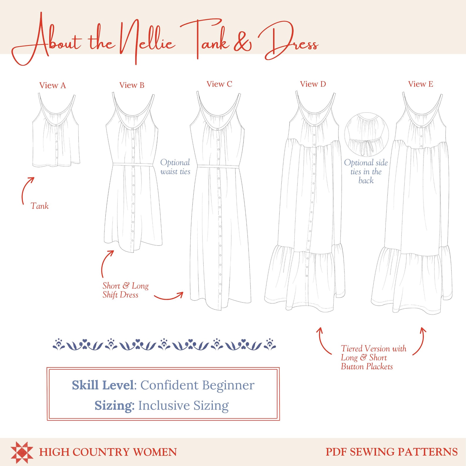 Nellie Tank + Dress PDF Sewing Pattern | Beginner Friendly | Size ...