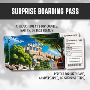 Athens Boarding Pass Editable Printable Personalized Travel Ticket ...