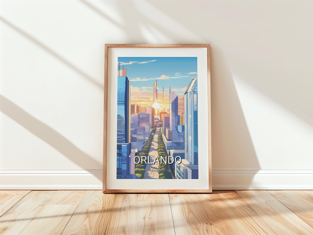 Orlando, Florida, Anime-style Digital Print, City Skyline Wall Art ...