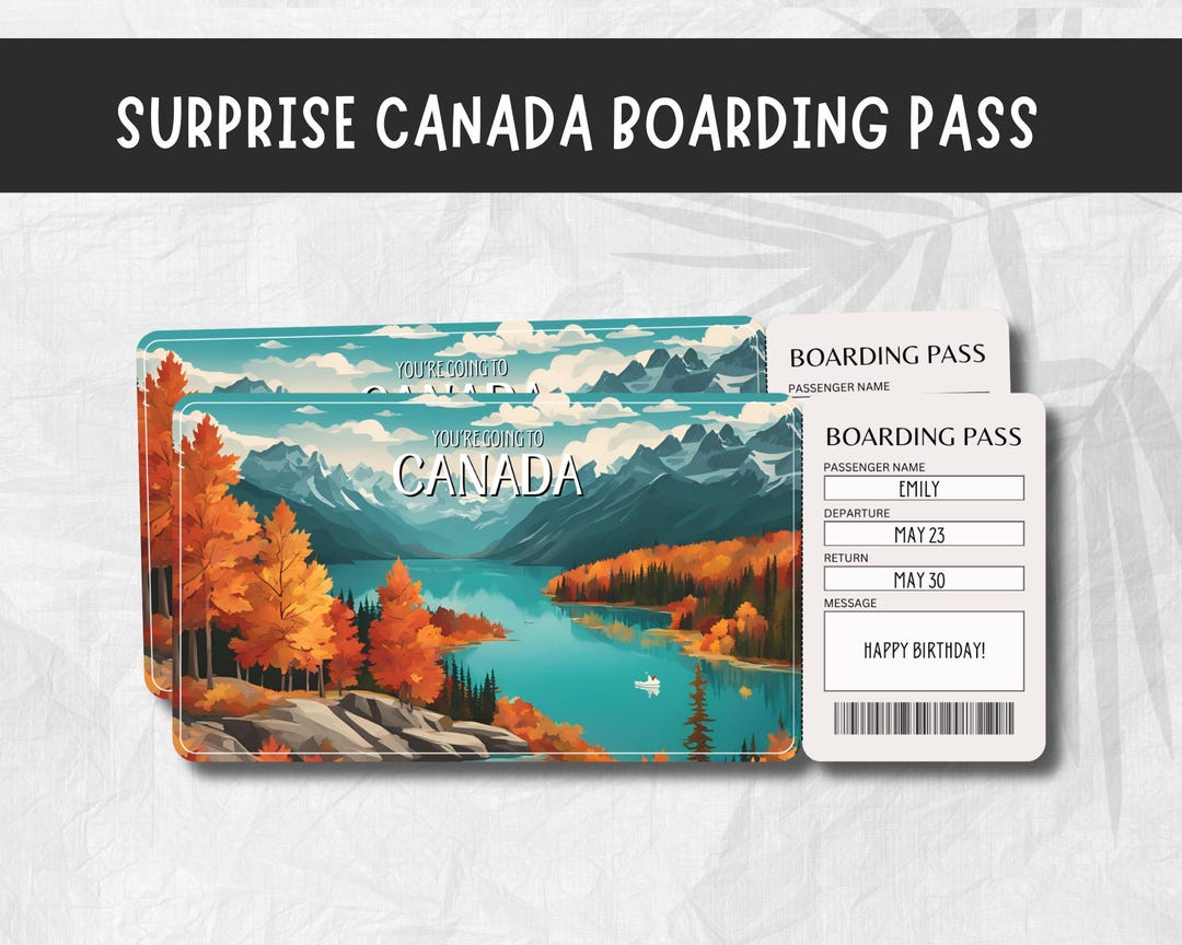 Canada Surprise Ticket, You're Going to Canada, Printable, Flight ...