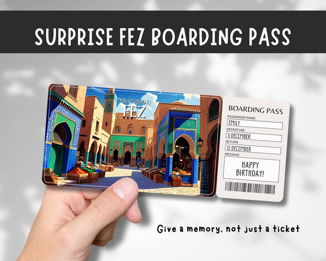 Fez, Morocco Trip Surprise Gift Ticket - You're Going to Fez ...