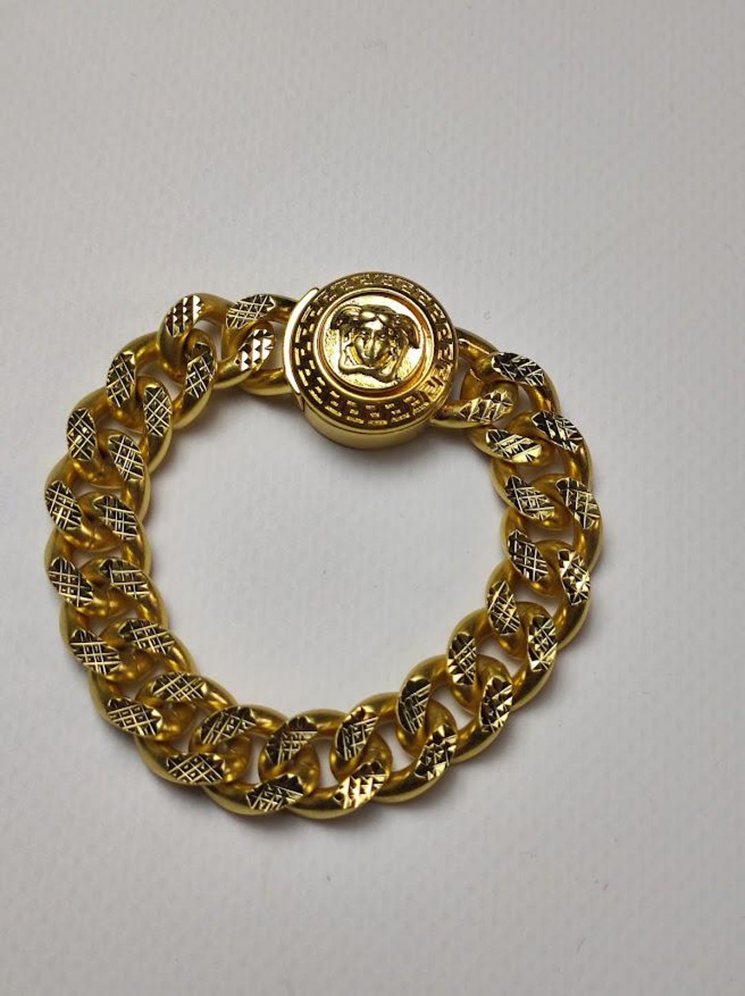 Versace Gold Medusa Medallion Curb Chain Bracelet - Etsy Canada