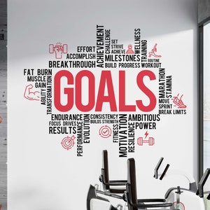 Goals Wall Decal Motivational Quote Wall Sticker Gym Quote Wallpaper ...