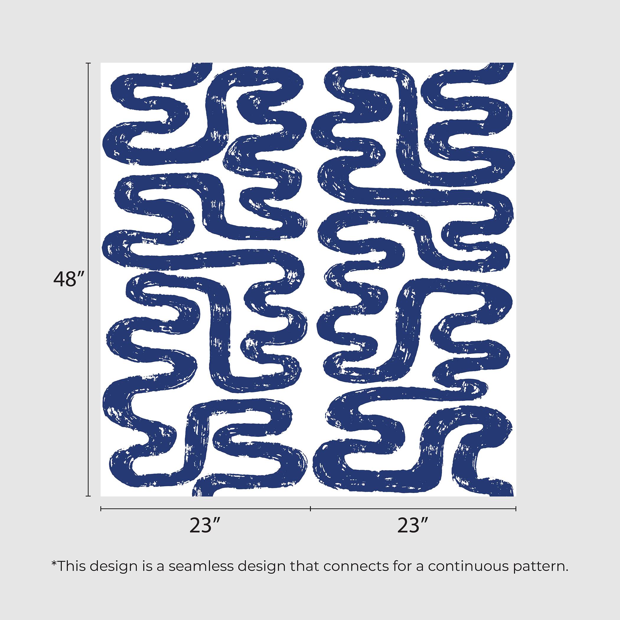 Abstract Art Wall Decal Blue Curvy Line Wall Sticker Abstract Line Wall ...