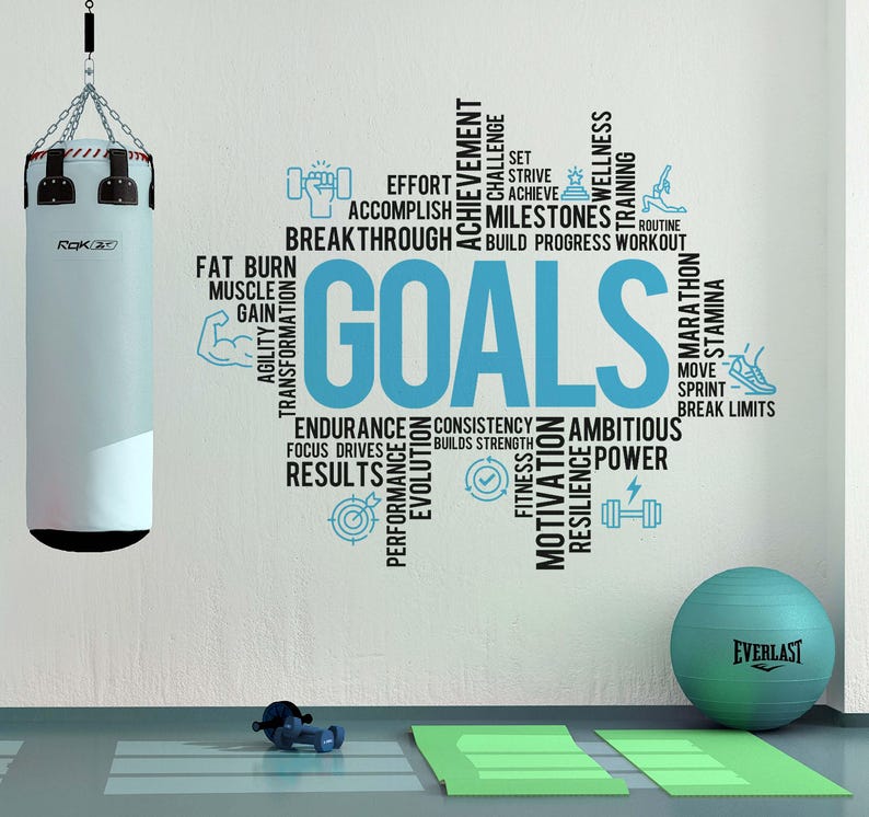 Goals Wall Decal Motivational Quote Wall Sticker Gym Quote Wallpaper ...