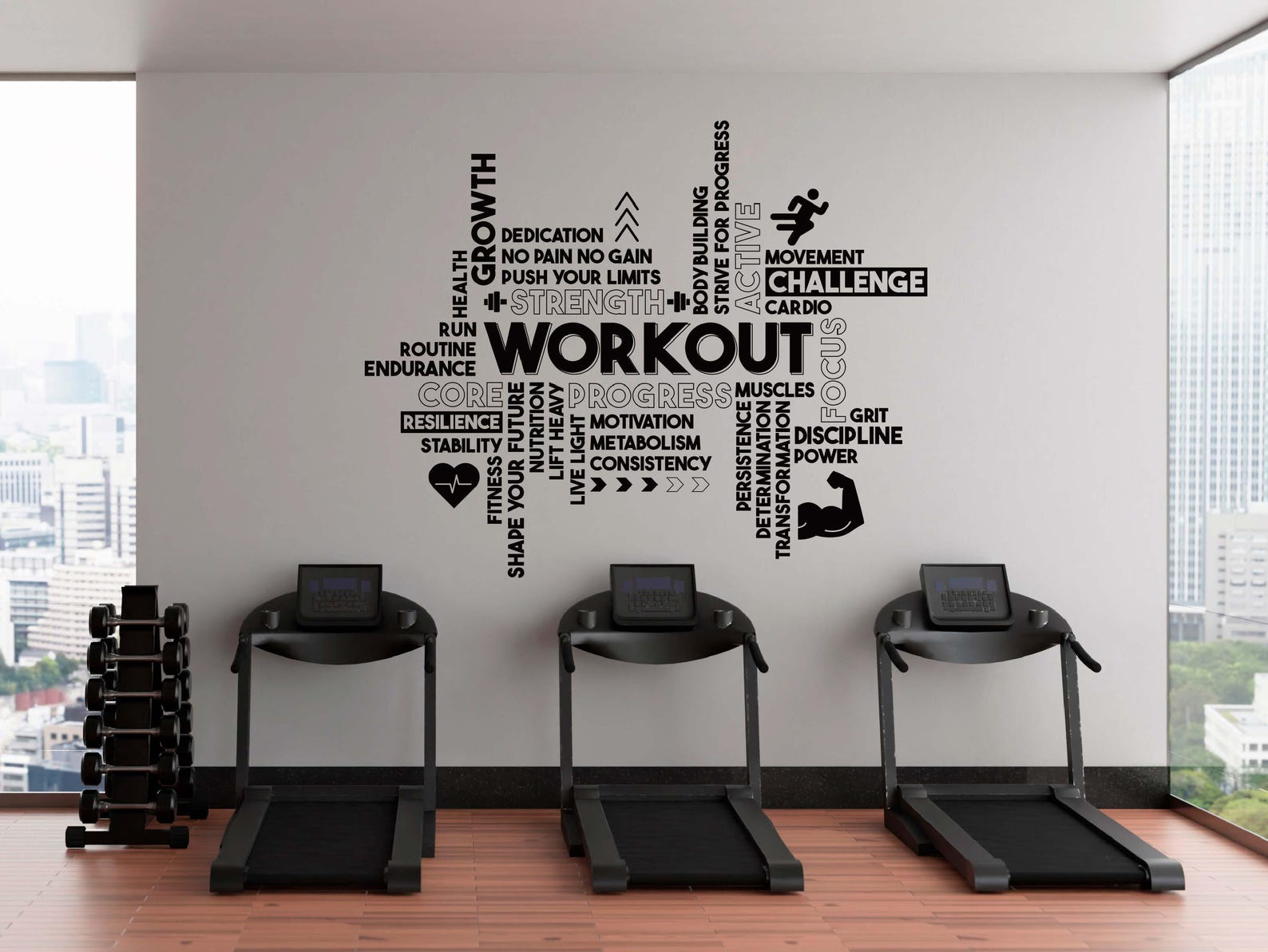 Inspirational Gym Wall Decal: Fitness Motivation, Workout Decor - Etsy
