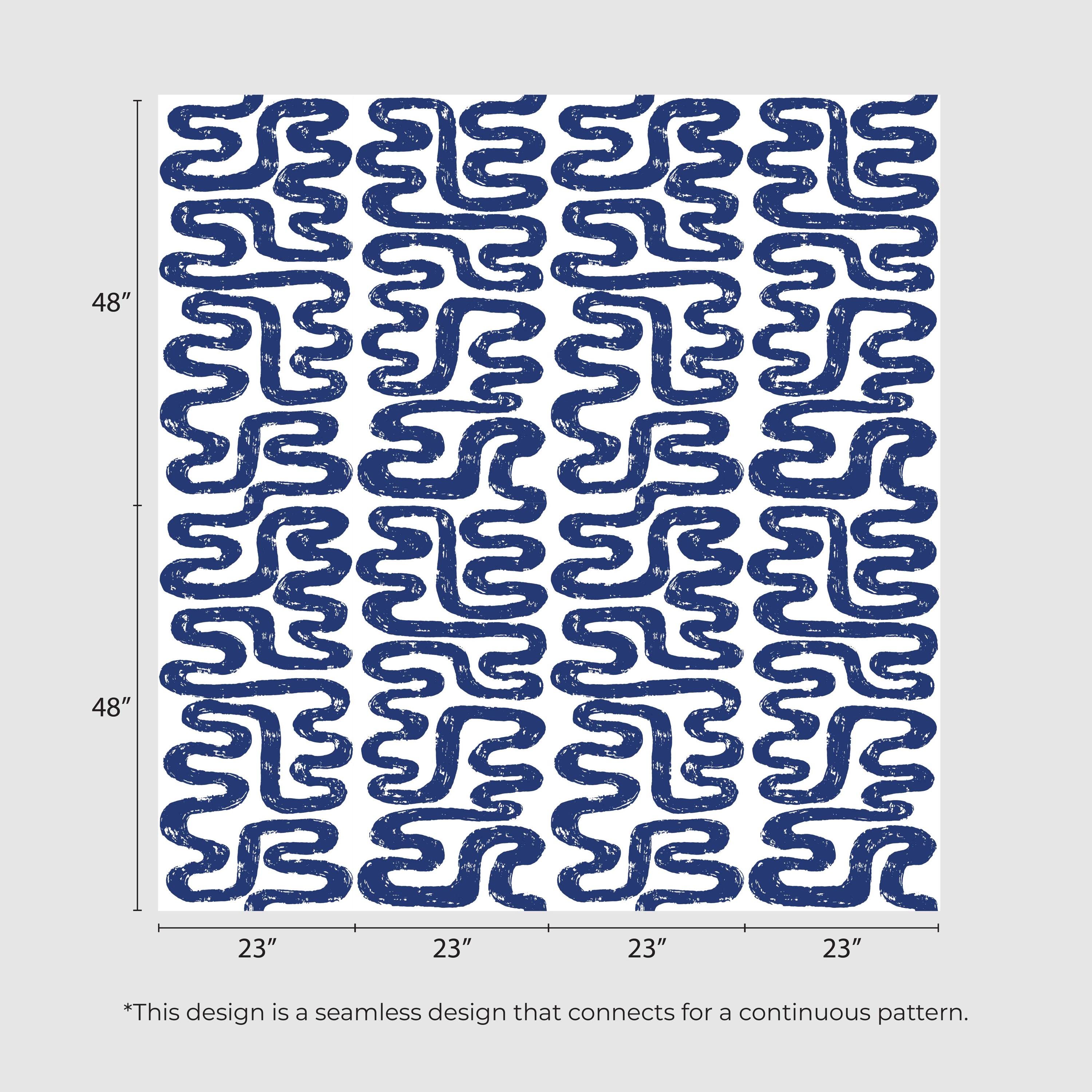 Abstract Art Wall Decal Blue Curvy Line Wall Sticker Abstract Line Wall ...