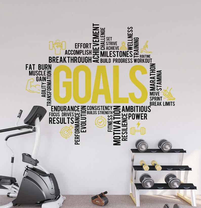 Goals Wall Decal Motivational Quote Wall Sticker Gym Quote Wallpaper ...