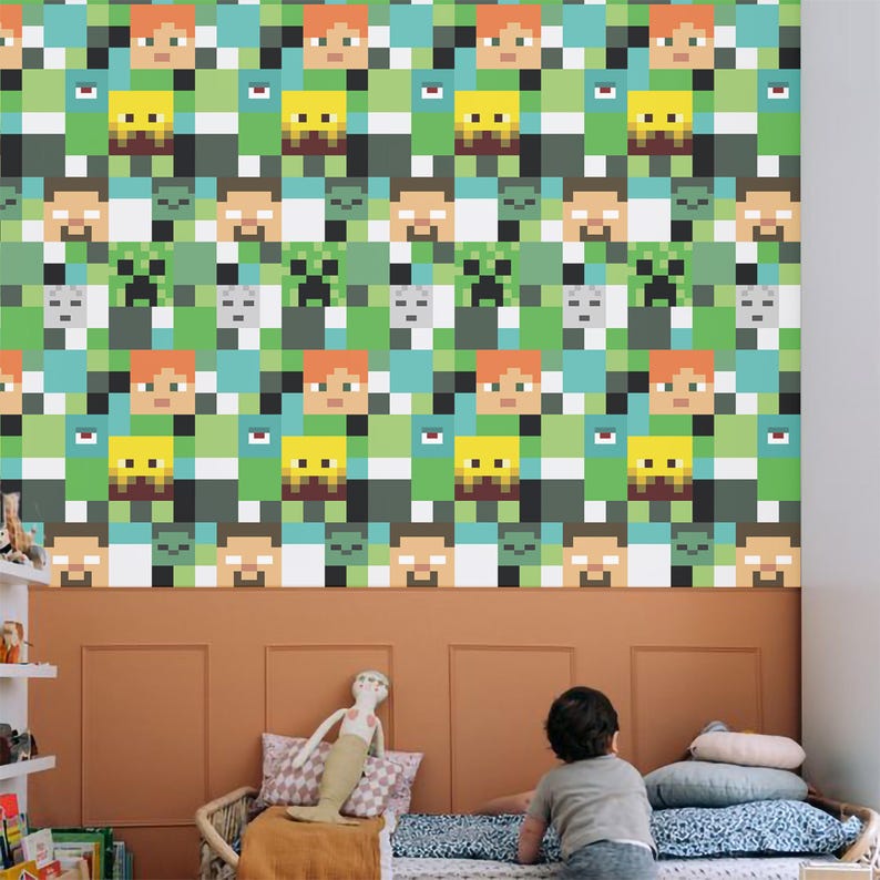 Minecraft Wall Decal Minecraft Wall Sticker Mine Craft Wallpaper Mine ...