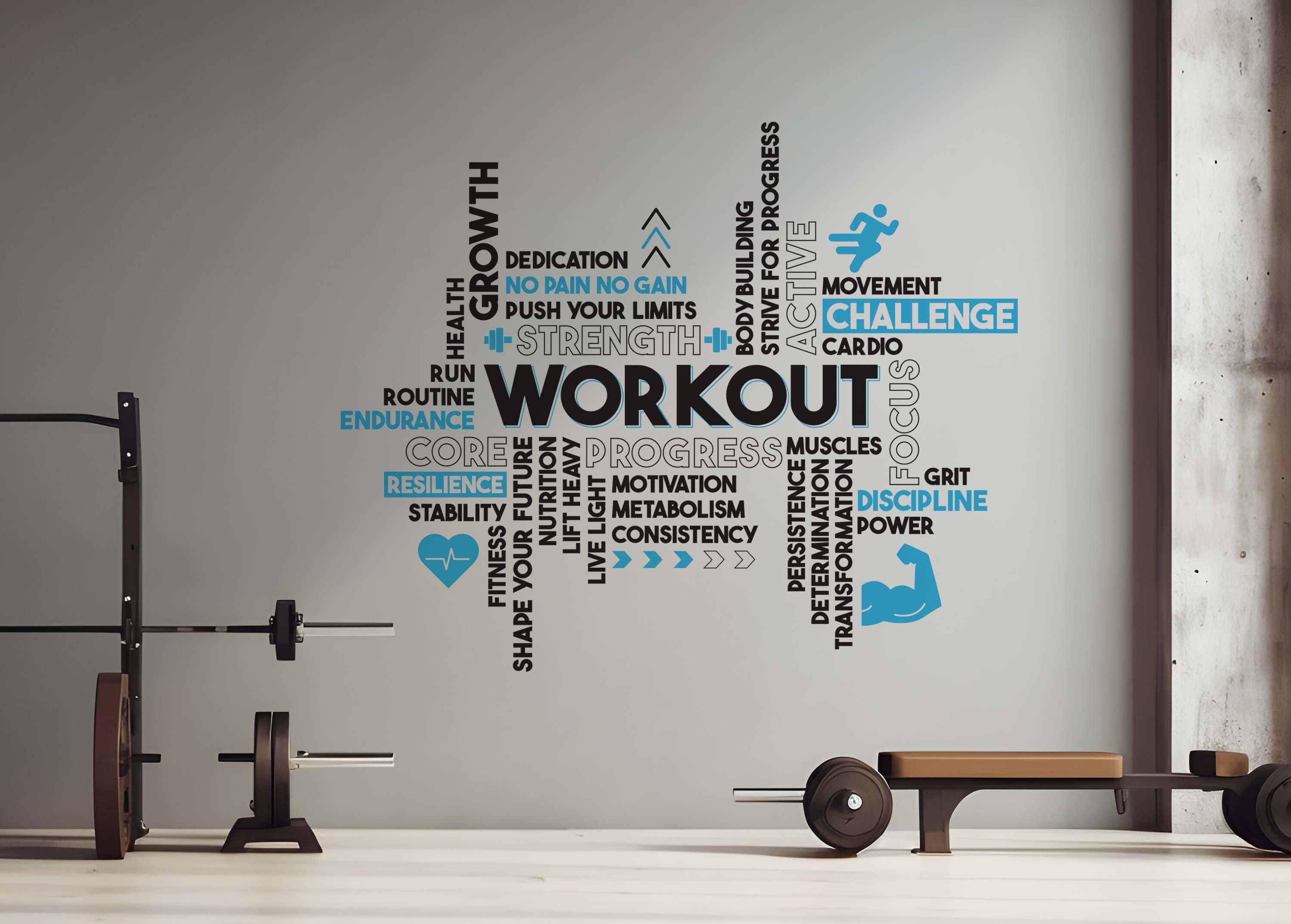 Fitness Decal Gym Wall Decal Inspirational Words Gym Decal Fitness ...