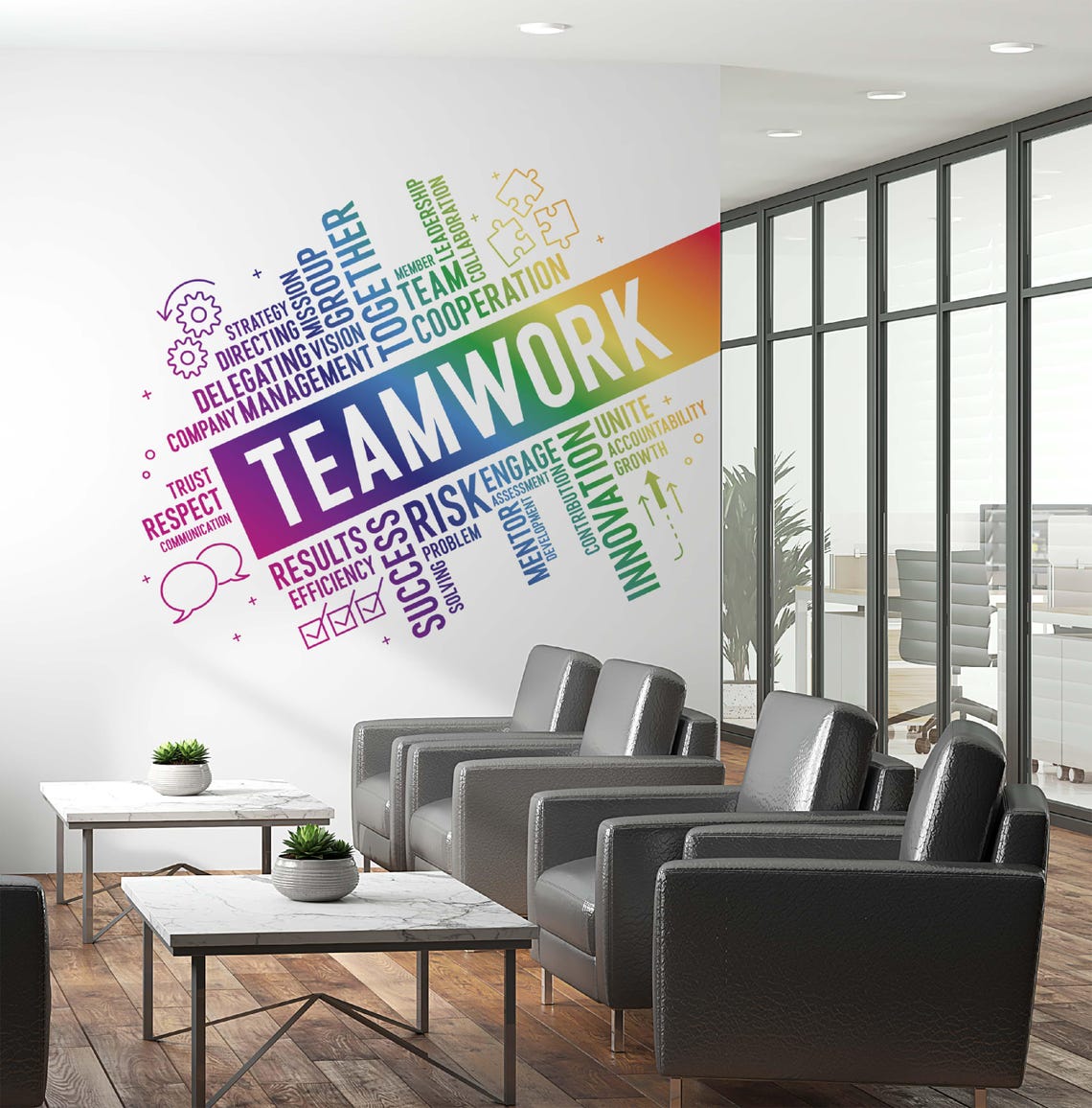 Colorful Teamwork Wall Decal Motivational Quote Wall Sticker Company ...