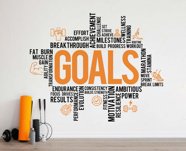 Goals Wall Decal Motivational Quote Wall Sticker Gym Quote Wallpaper ...