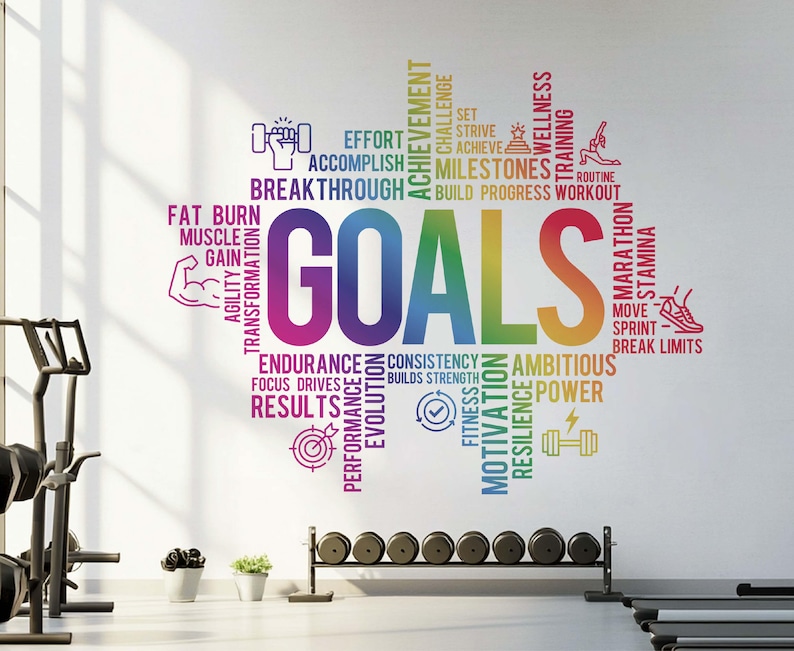 Goals Wall Decal Motivational Quote Wall Sticker Gym Quote Wallpaper ...