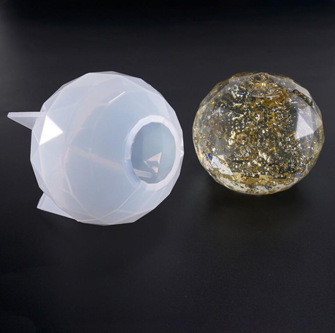 Large Faceted Crystal Sphere Silicone Mold | Transparent Silicone Mold ...