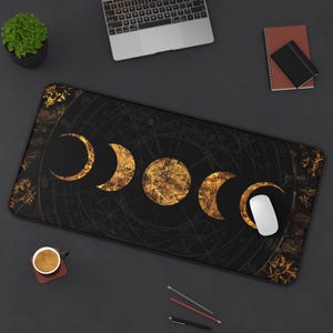 Celestial Moon Phases Desk Mat: Astrology Home Office Decor - Etsy