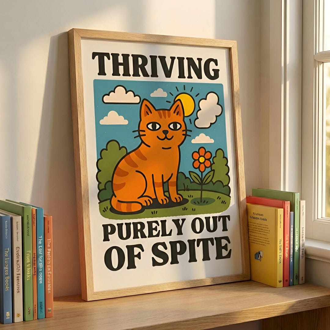 Thriving Out of Spite Cat Poster: Funny Motivational Wall Art - Etsy