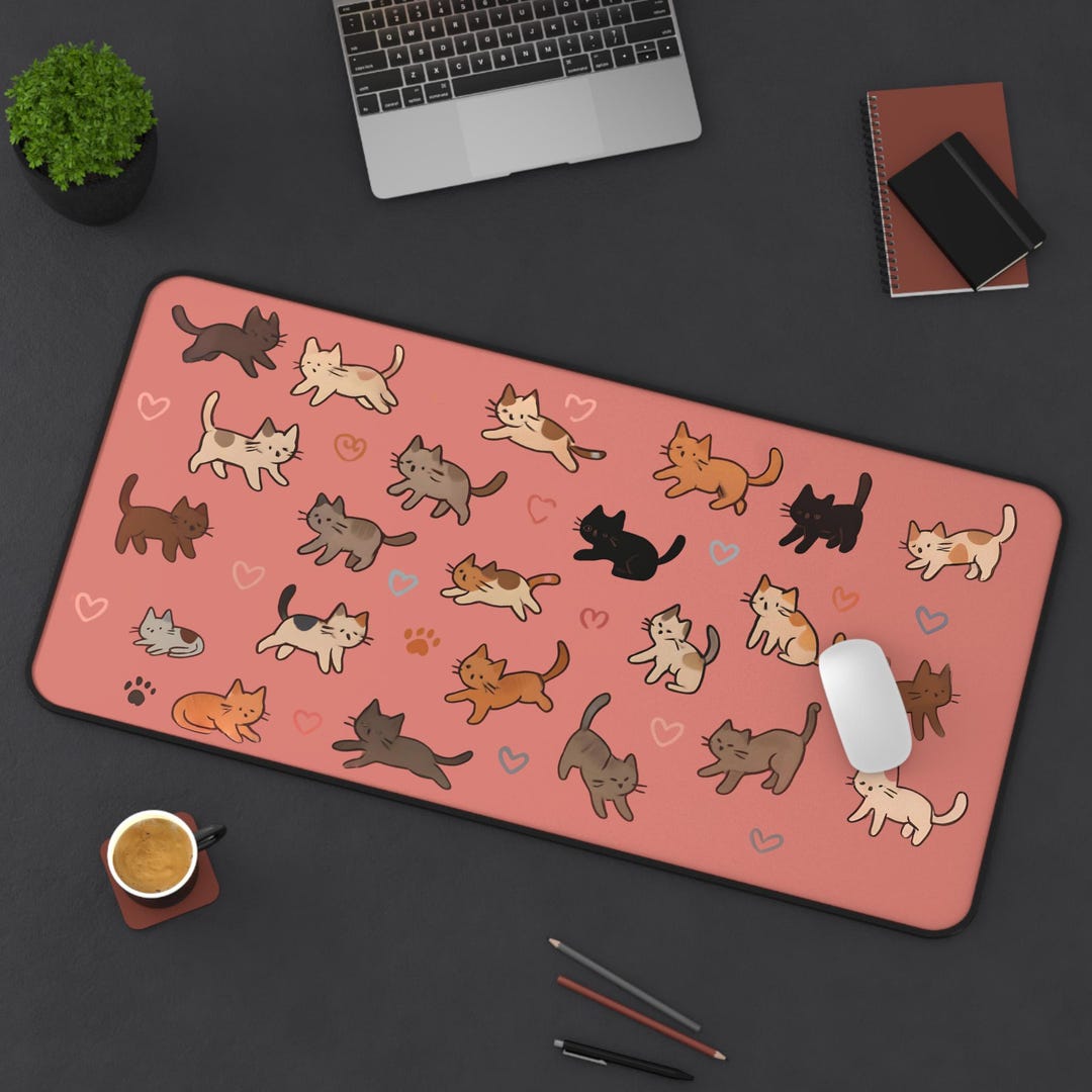 Cute Cats Desk Mat – Kawaii Aesthetic, Cat Lover Gift - Etsy
