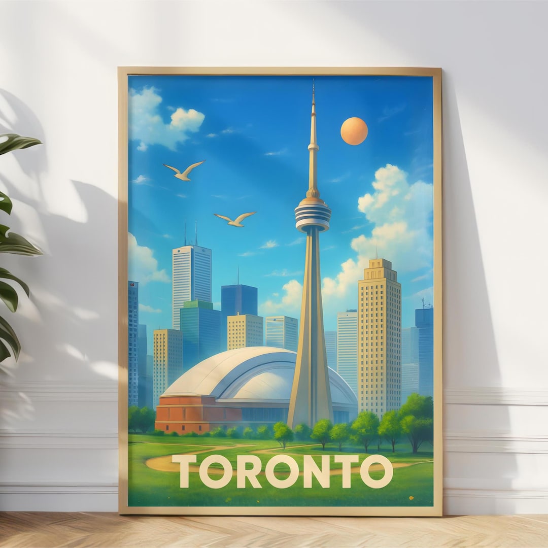 Toronto Skyline Anime Poster: CN Tower, Studio Ghibli Art - Etsy