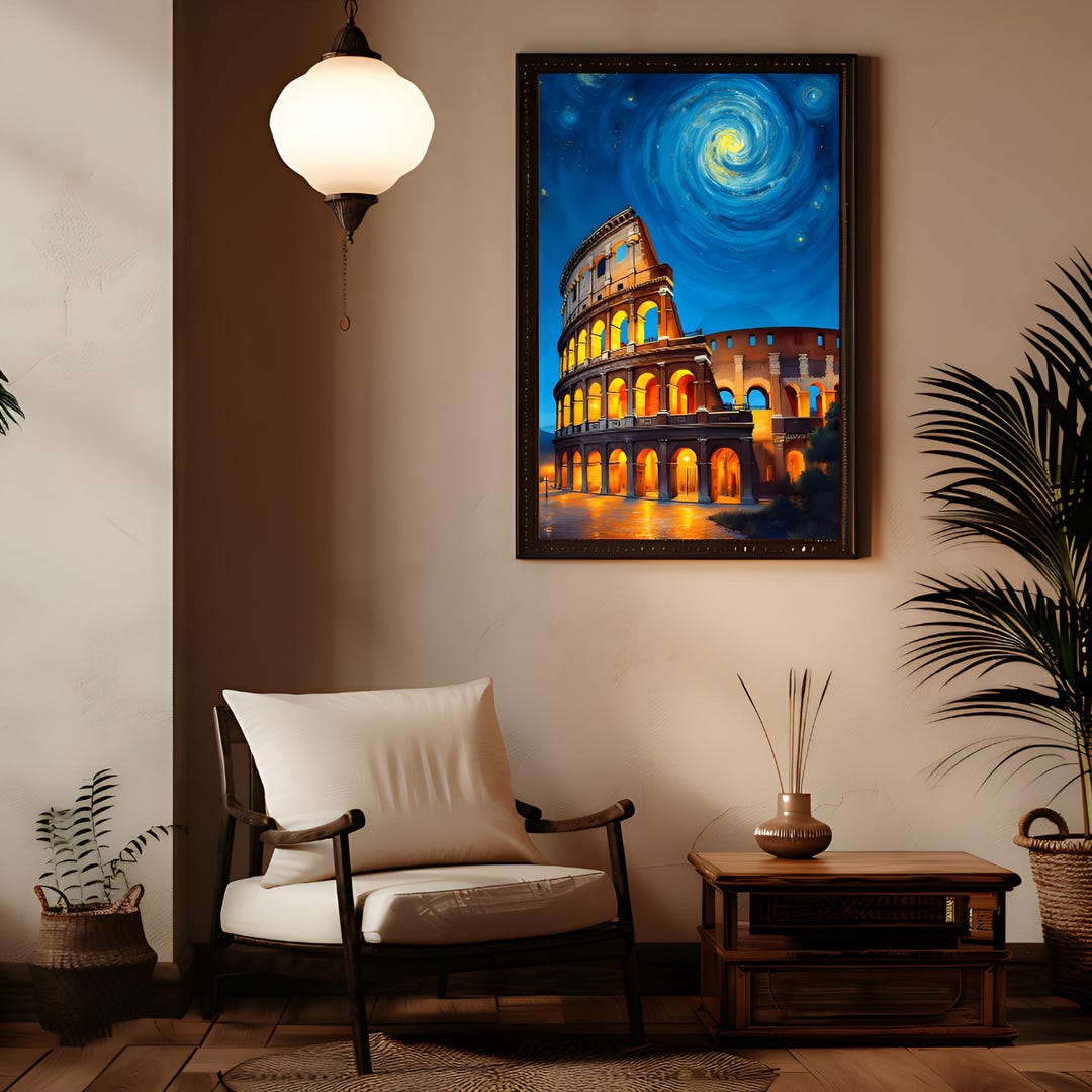 Rome Colosseum Starry Night Poster | Van Gogh Style Travel Wall Art - Etsy