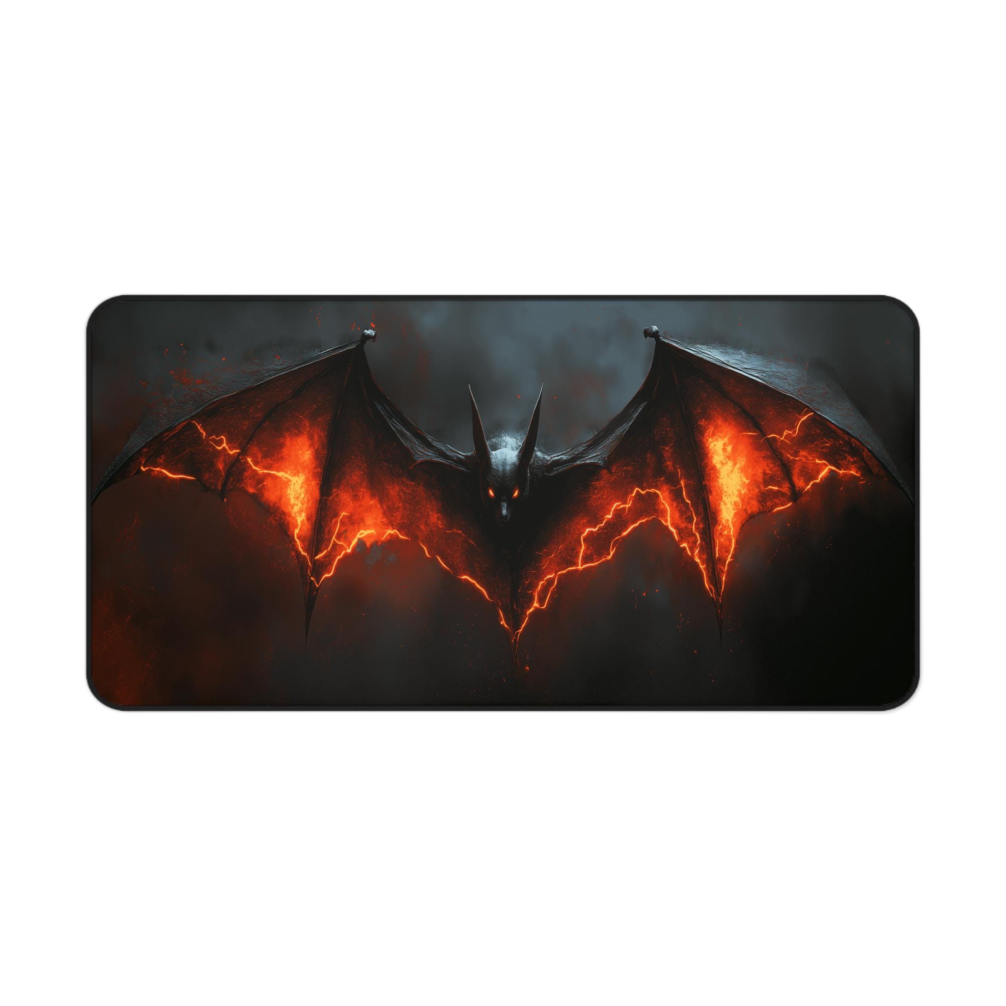Fiery Lightning Bat Desk Mat – Large Gaming Pad, Gothic Horror Desk ...