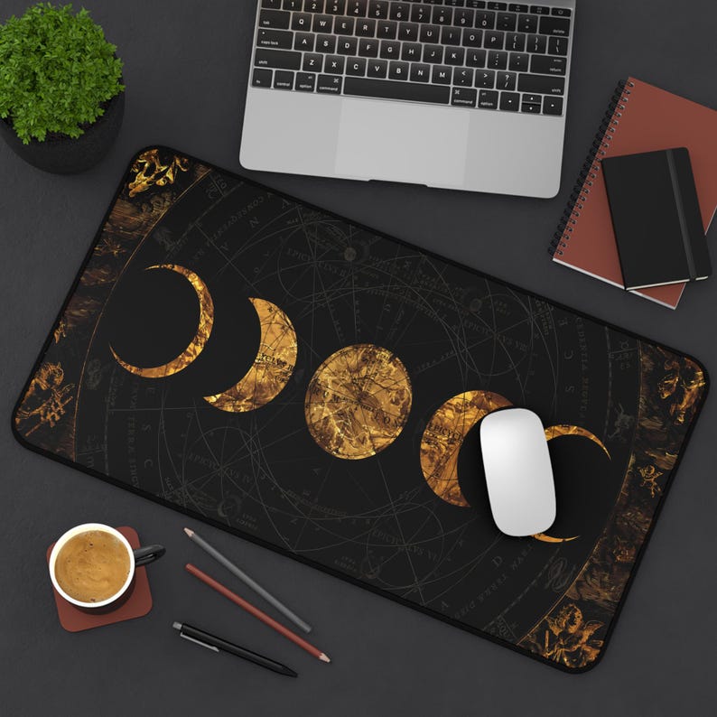 Celestial Moon Phases Desk Mat: Astrology Home Office Decor - Etsy