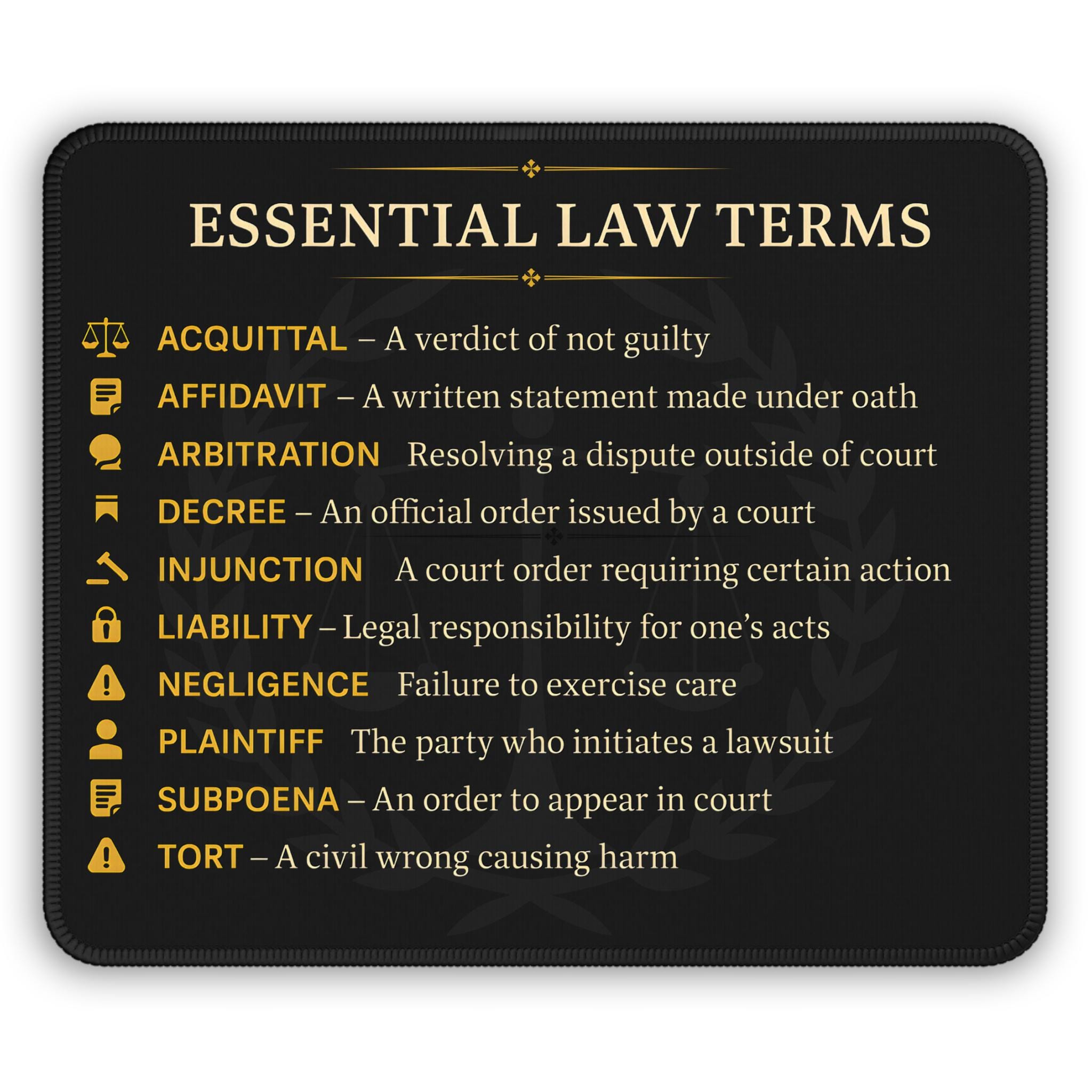 Law Terms Mousepad: Legal Gift for Law Students & Professionals - Etsy