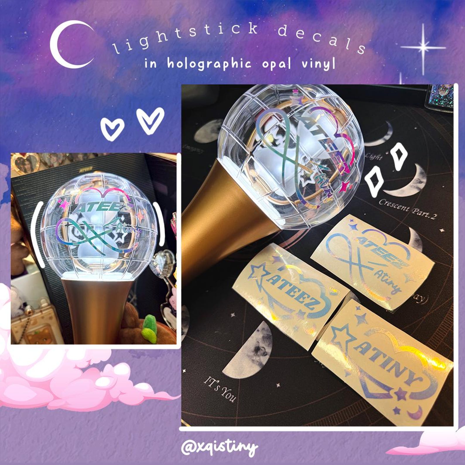 ATEEZ Lightstick Holo Vinyl Decal Stickers | Atiny | Hongjoong Seonghwa ...