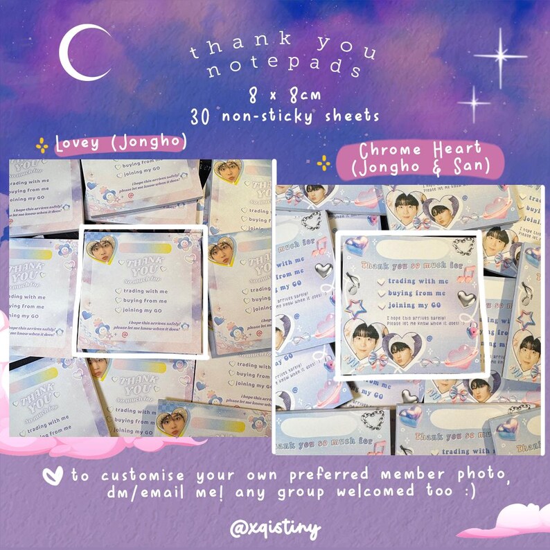 ATEEZ Jongho Thank You Cute Notepads | Notetaking | Memo Pad | Kpop ...