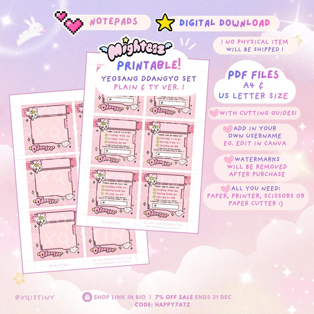 YS Ddangyo Notes (DIGITAL PRINTABLE) | Mighteez Memo Pad | Thank You ...