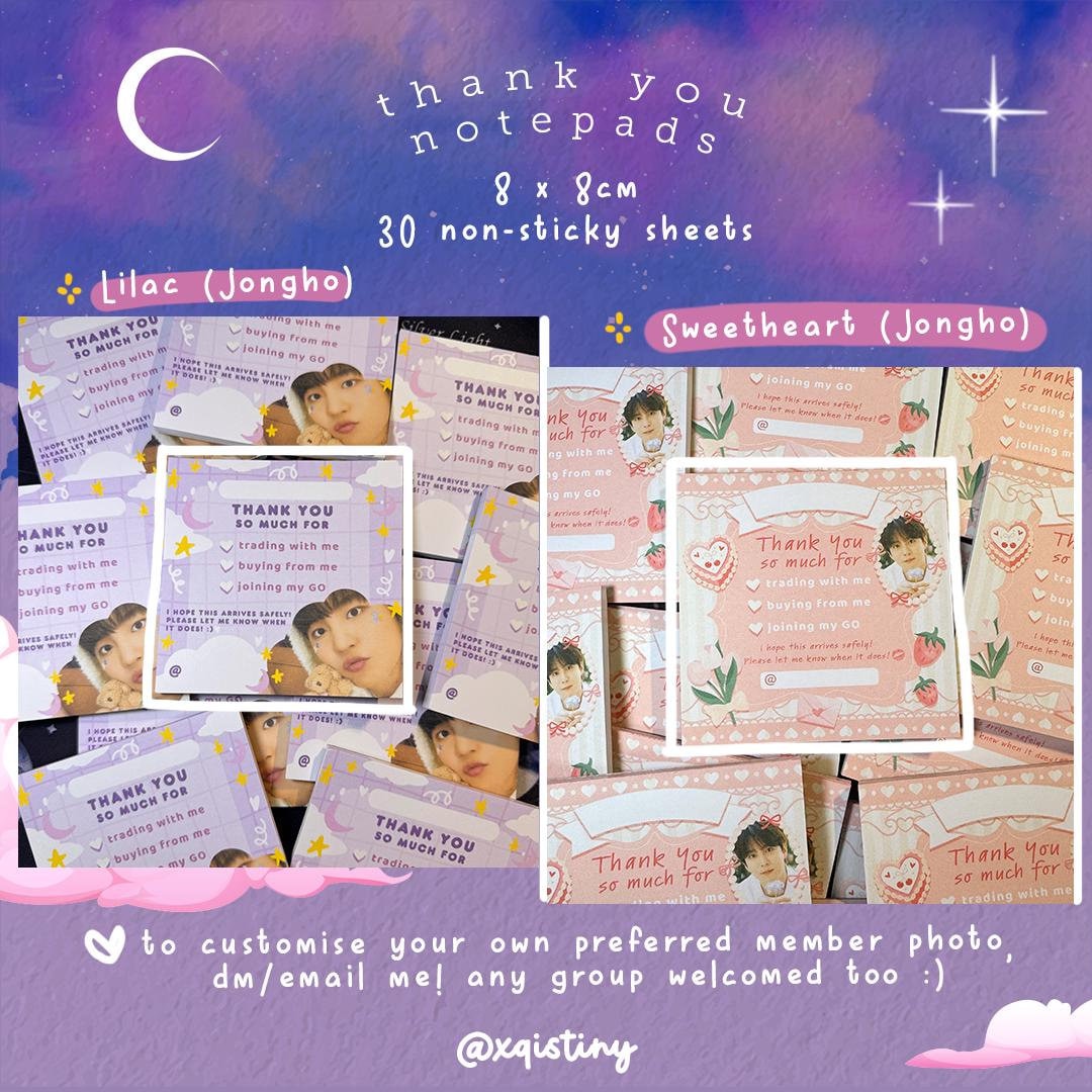 ATEEZ Jongho Thank You Cute Notepads | Notetaking | Memo Pad | Kpop ...