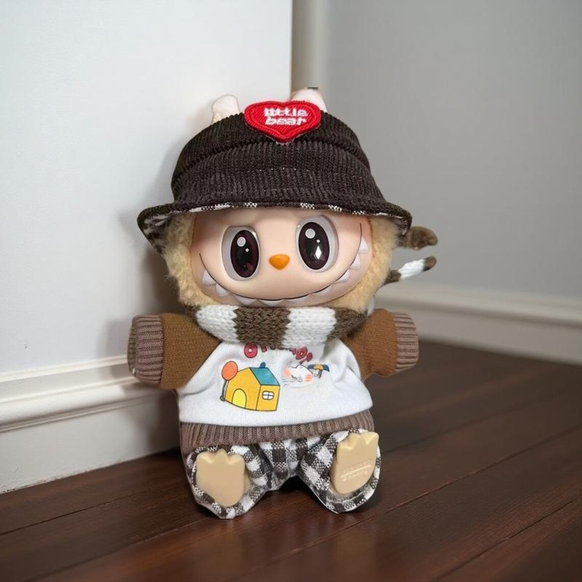 17cm Labubu Doll Outfit – Preppy Plaid Jacket & Skirt Set | Handmade ...