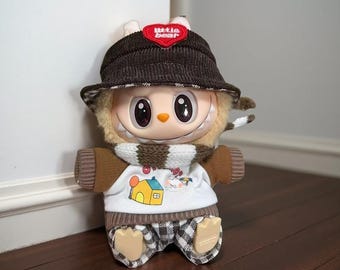 17cm Labubu Doll Outfit – Preppy Plaid Jacket & Skirt Set | Handmade ...