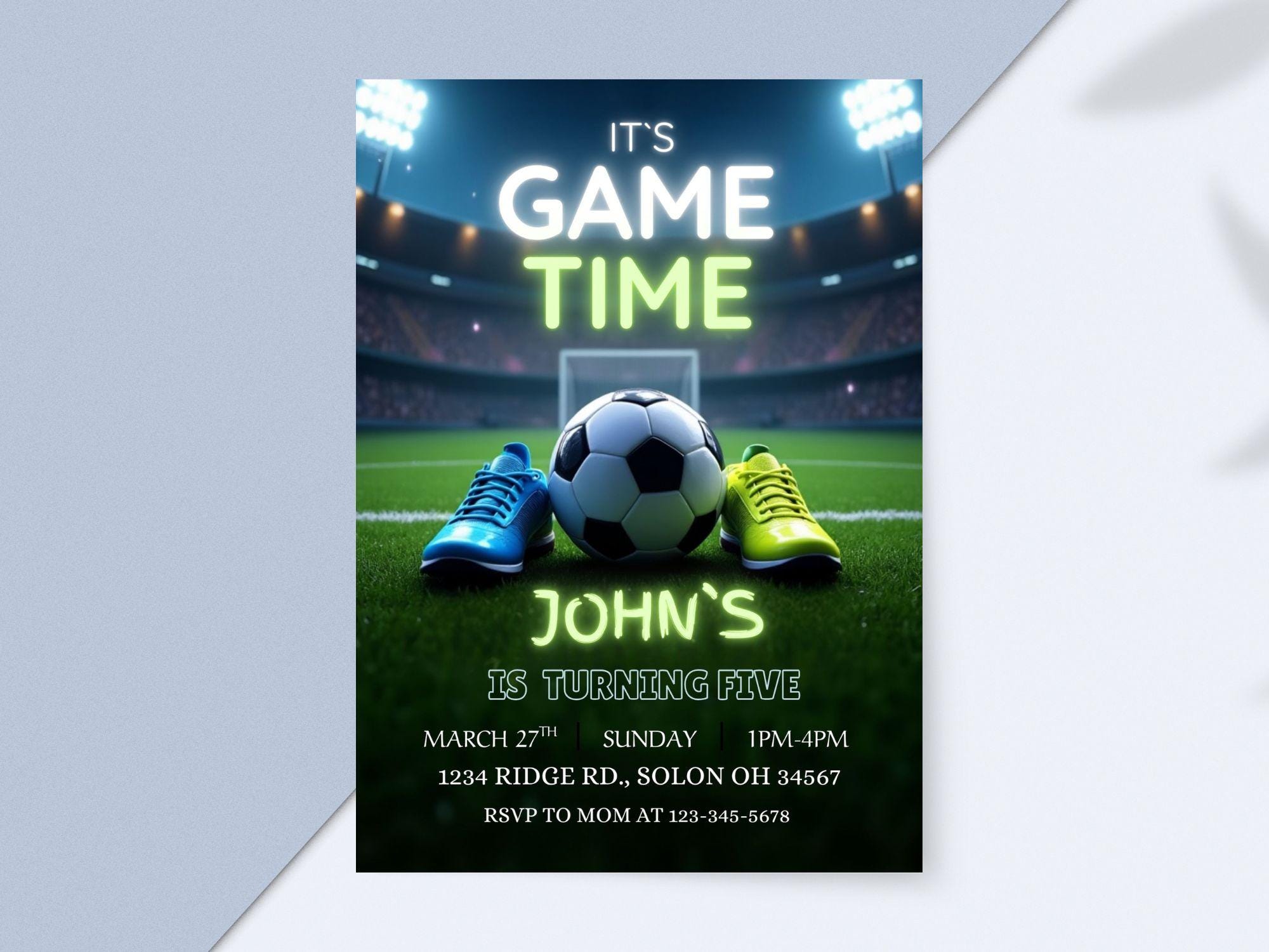 Editable Soccer Birthday Invitation, Canva Template (digital Download ...